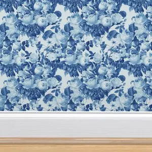 Spoonflower Classic Floral Large Pattern 100% Natural Sisal Grasscloth Wallcovering