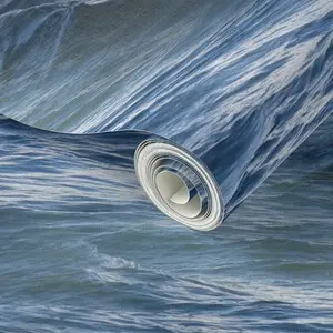 Spoonflower Ocean Water Sea Waves Nautical Aquatic Custom Pre-pasted Wallpaper - Blue