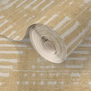 Spoonflower Kufi Sand Full 100% Natural Sisal Grasscloth Wallcovering - Beige,orange