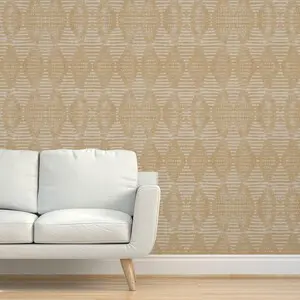 Spoonflower Kufi Sand Full 100% Natural Sisal Grasscloth Wallcovering - Beige,orange