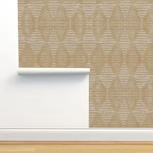 Spoonflower Kufi Sand Full 100% Natural Sisal Grasscloth Wallcovering - Beige,orange