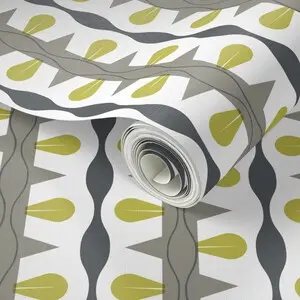 Spoonflower Stylized Mid Century Botanical Cactus Thorn Desert Custom Removable Wallpaper