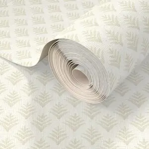 Spoonflower Pinecones Putty On 100% Natural Sisal Grasscloth Wallcovering - White