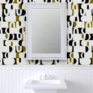 Spoonflower Modern Abstract Bauhaus Neutral Mid Mod 100% Natural Sisal Grasscloth Wallcovering