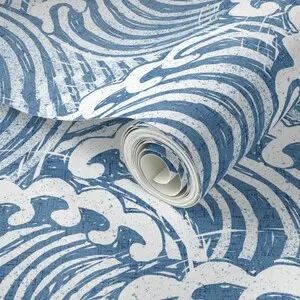 Spoonflower Light Block Printed Waves Custom Pre-pasted Wallpaper