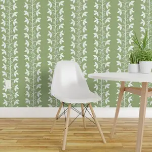 Spoonflower Botanical Stripe Grass Simple Traditional Custom Removable Wallpaper