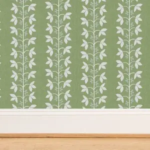 Spoonflower Botanical Stripe Grass Simple Traditional Custom Removable Wallpaper