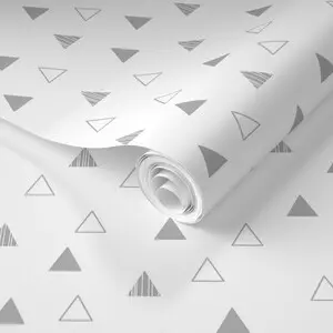 Spoonflower Triangles Gray White Small Triangle Pattern Grey Traditional Wallpaper - Gray,white