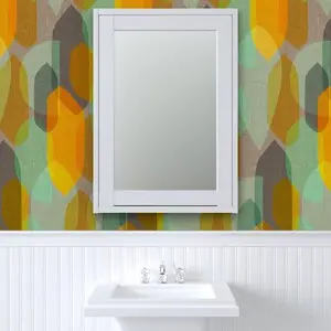 Spoonflower Mid Century Colour Mint Modern 1950s Abstract Custom Pre-pasted Wallpaper - Gold