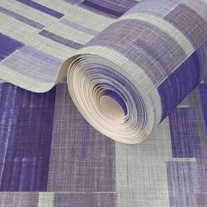 Spoonflower Pinnacle Blueberry 100% Natural Sisal Grasscloth Wallcovering Purple,gray,indigo