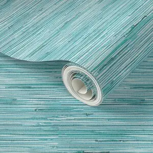 Spoonflower Aqua Teal Turquoise Room Grass Blue Beach House Custom Removable Wallpaper - Blue,teal