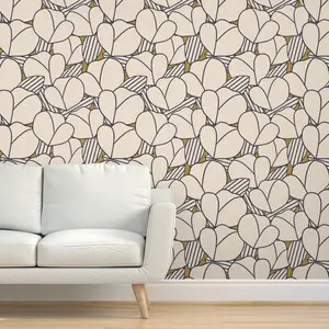 Spoonflower Flower Floral Modern Geometric Art Deco Bold Custom Pre-pasted Wallpaper