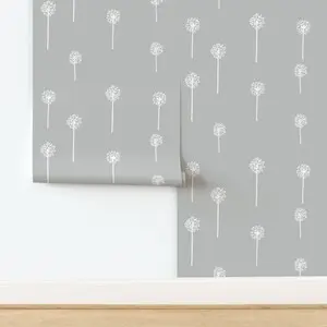 Spoonflower Grey And White Topiary Mod Bloom Simple Hip Traditional Wallpaper