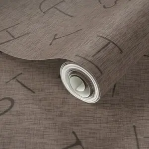 Spoonflower Cowboy Cow Ranch Cattle Rancher Brand Custom Pre-pasted Wallpaper - Brown