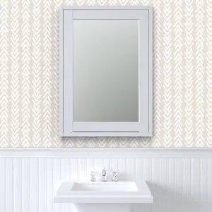 Spoonflower Taupe Earth Tone Mudcloth Arrows Custom Pre-pasted Wallpaper - Gray