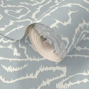 Spoonflower Large Heatwave Cream On Quiet 100% Natural Sisal Grasscloth Wallcovering - Blue