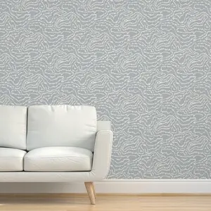 Spoonflower Large Heatwave Cream On Quiet 100% Natural Sisal Grasscloth Wallcovering - Blue