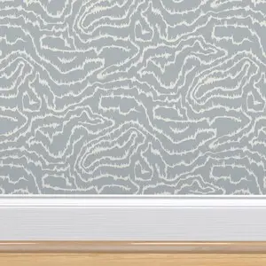 Spoonflower Large Heatwave Cream On Quiet 100% Natural Sisal Grasscloth Wallcovering - Blue