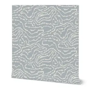 Spoonflower Large Heatwave Cream On Quiet 100% Natural Sisal Grasscloth Wallcovering - Blue