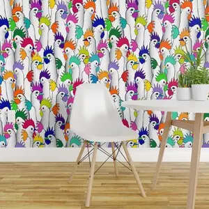 Spoonflower Chicken Chickens Pop Art Poultry Farm Custom Pre-pasted Wallpaper