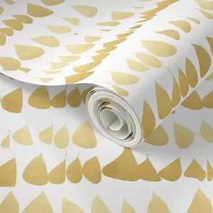 Spoonflower Gold Drops Dots Paint White Custom Removable Wallpaper