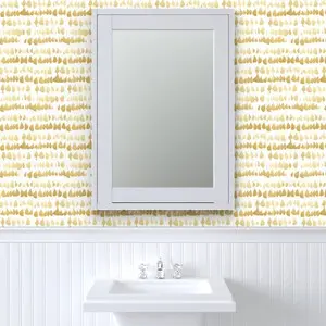 Spoonflower Gold Drops Dots Paint White Custom Removable Wallpaper