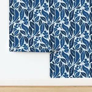 Spoonflower Autumn Monochromatic Dining Falling Leaves Color Traditional Wallpaper