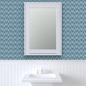 Spoonflower Blues Geometric Art Deco Doll Fan Custom Pre-pasted Wallpaper