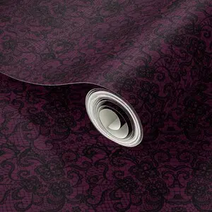 Spoonflower Punk Purple Gothic Laced Custom Removable Wallpaper Purple,black