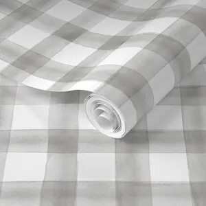 Spoonflower Plaid Grey Abstract Spring Monochrome Watercolor Traditional Wallpaper