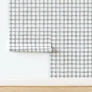 Spoonflower Plaid Grey Abstract Spring Monochrome Watercolor Traditional Wallpaper