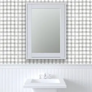Spoonflower Plaid Grey Abstract Spring Monochrome Watercolor Traditional Wallpaper