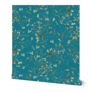 Spoonflower Van Gogh Almond Tree Branches Pattern Watercolor 100% Natural Sisal Grasscloth Wallcovering
