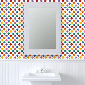 Spoonflower Colorful Polka Dot Watercolor Pattern Traditional Wallpaper