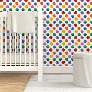 Spoonflower Colorful Polka Dot Watercolor Pattern Traditional Wallpaper
