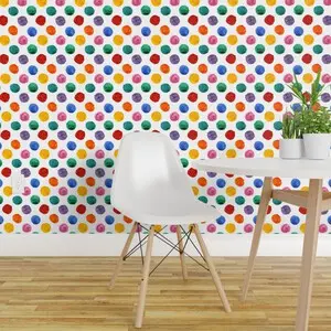 Spoonflower Colorful Polka Dot Watercolor Pattern Traditional Wallpaper