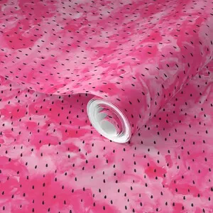 Spoonflower Watermelon Coordinate Pink Watercolor Seeds Traditional Wallpaper - Pink,red