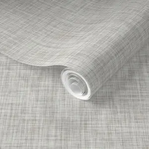 Spoonflower Solid Faux Woven Textured Traditional Wallpaper - Gray