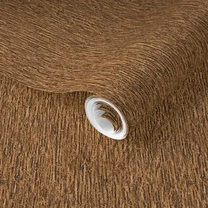 Spoonflower Walnut Board Woodgrain Dark Bark Wood Custom Pre-pasted Wallpaper - Brown