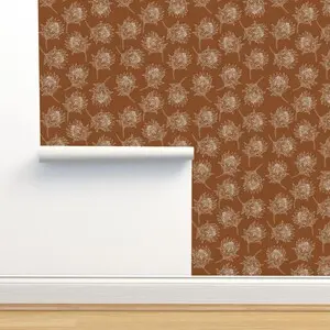 Spoonflower Protea 32 14 100% Natural Sisal Grasscloth Wallcovering - Orange