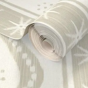 Spoonflower Putty On Charlie Stripe 100% Natural Sisal Grasscloth Wallcovering - White