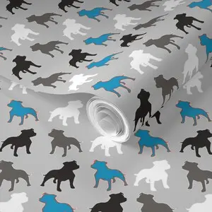 Spoonflower Colors Dogs Staffordshire Bull Terr Traditional Wallpaper Gray,blue