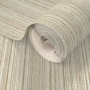 Spoonflower Classic Vertical Stripes Pewter Warm Mushroom 100% Natural Sisal Grasscloth Wallcovering Ivory,beige,white