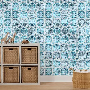 Spoonflower Mosaic Moroccan Tile Trendy Bohemian Painted Traditional Wallpaper