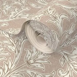 Spoonflower Climbing Vines Beige Brown Taupe Textured 100% Natural Sisal Grasscloth Wallcovering - Brown,beige