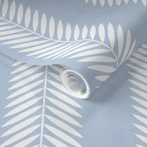 Spoonflower Pastel Garden Stripe Cornflower And 100% Natural Sisal Grasscloth Wallcovering - Blue