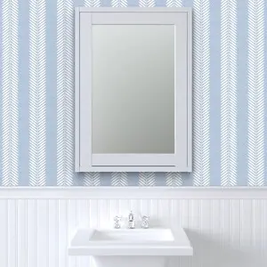 Spoonflower Pastel Garden Stripe Cornflower And 100% Natural Sisal Grasscloth Wallcovering
