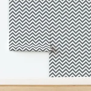 Spoonflower Chevron Grey Geometric Custom Pre-pasted Wallpaper
