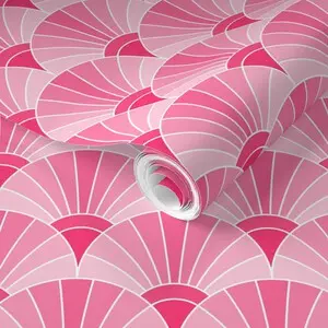 Spoonflower Art Deco Circle Scale Fan Ff0055 Traditional Wallpaper - Pink