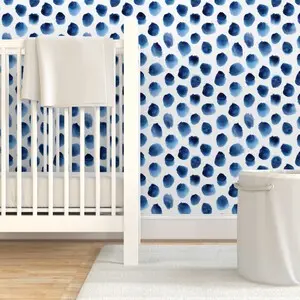 Spoonflower Watercolor Polka Dots Circles Shapes Painted Custom Removable Wallpaper